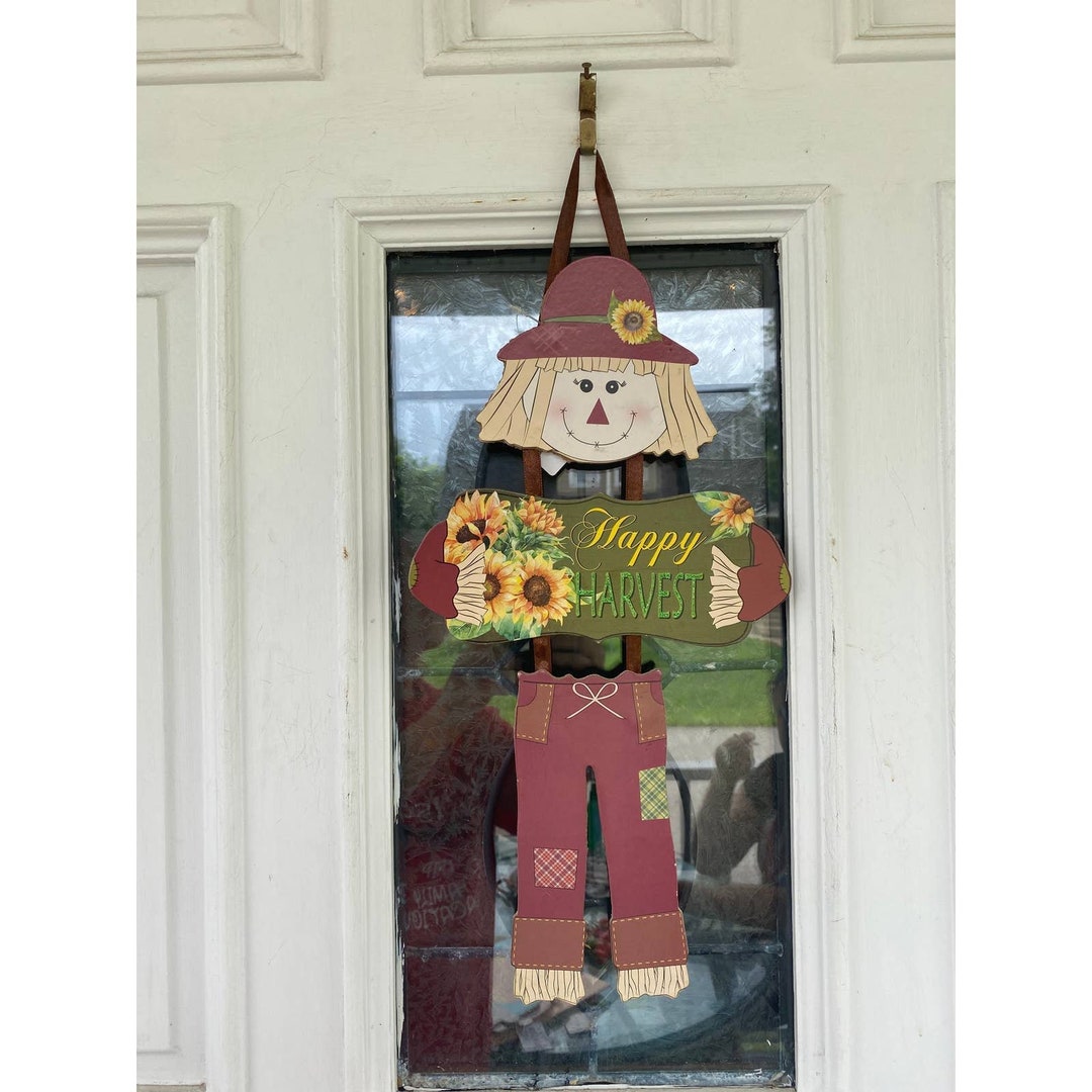 Welcome Fall Scarecrow Hanging Sign Autumn Wall Door Hanger Home Decor ...