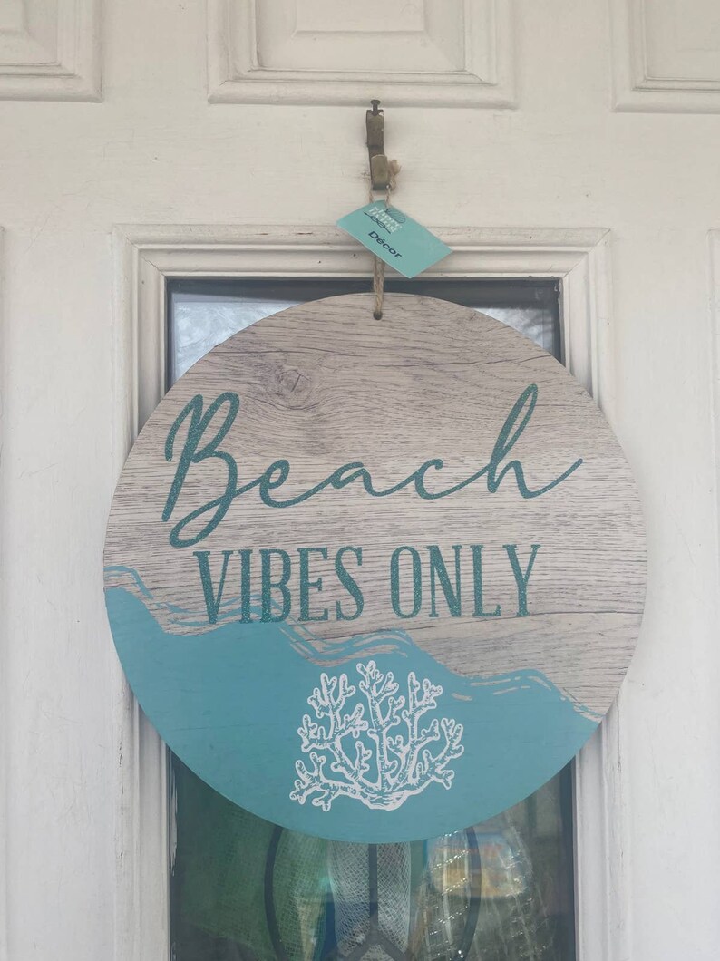 Beach Vibes Only Sign Wall Art Door Hanger Wreath - Etsy