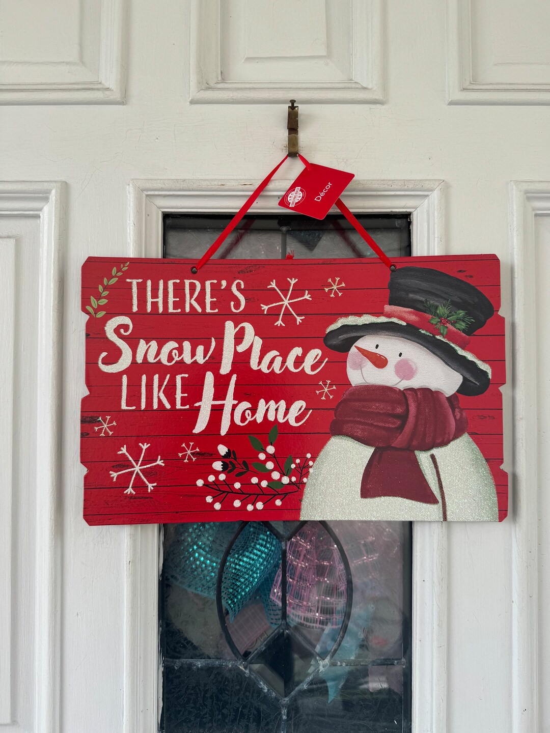 Theres Snow Place Like Home Snowman Wreath Sign,14” Farmhouse Christmas ...