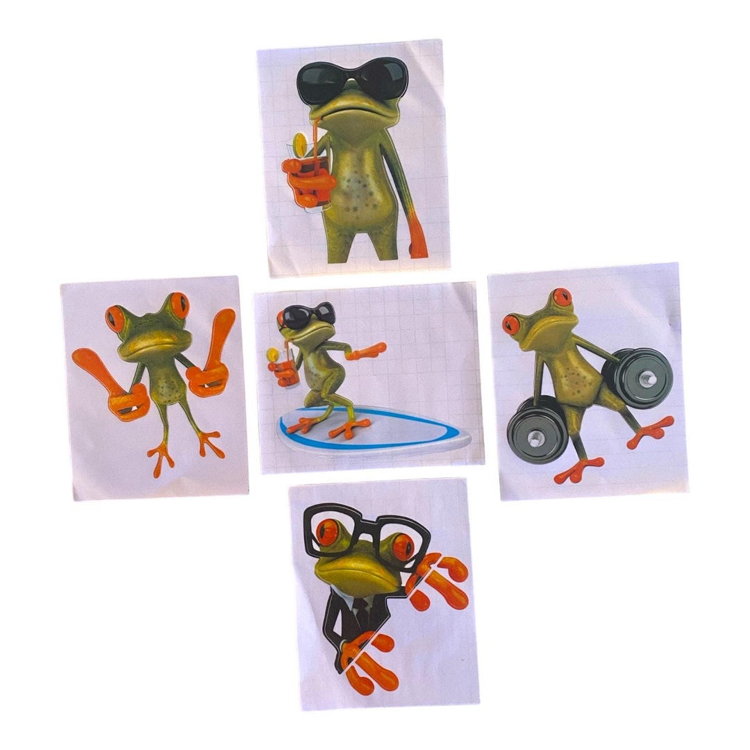 Funny Frog Sticker Set – Cool Frog Decals for Signs, Plaques, Home ...