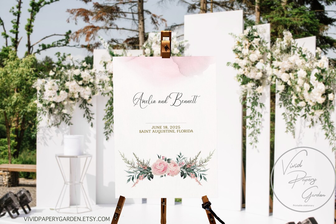 Amelia Welcome Wedding Sign. Large Wedding Sign. Modern Wedding Sign ...