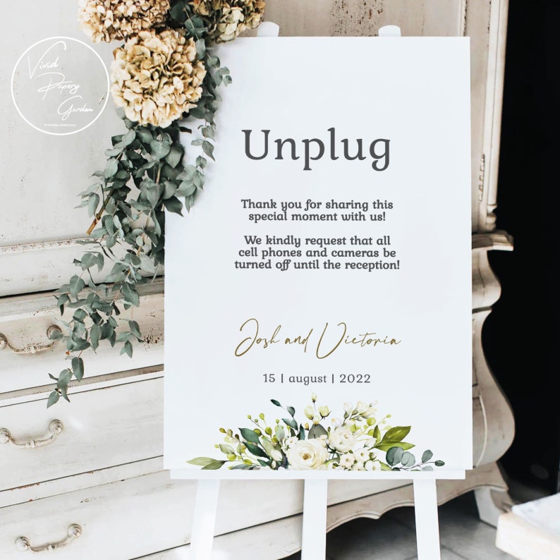 Printable Wedding Unplug Sign Template No Phone Camera - Etsy