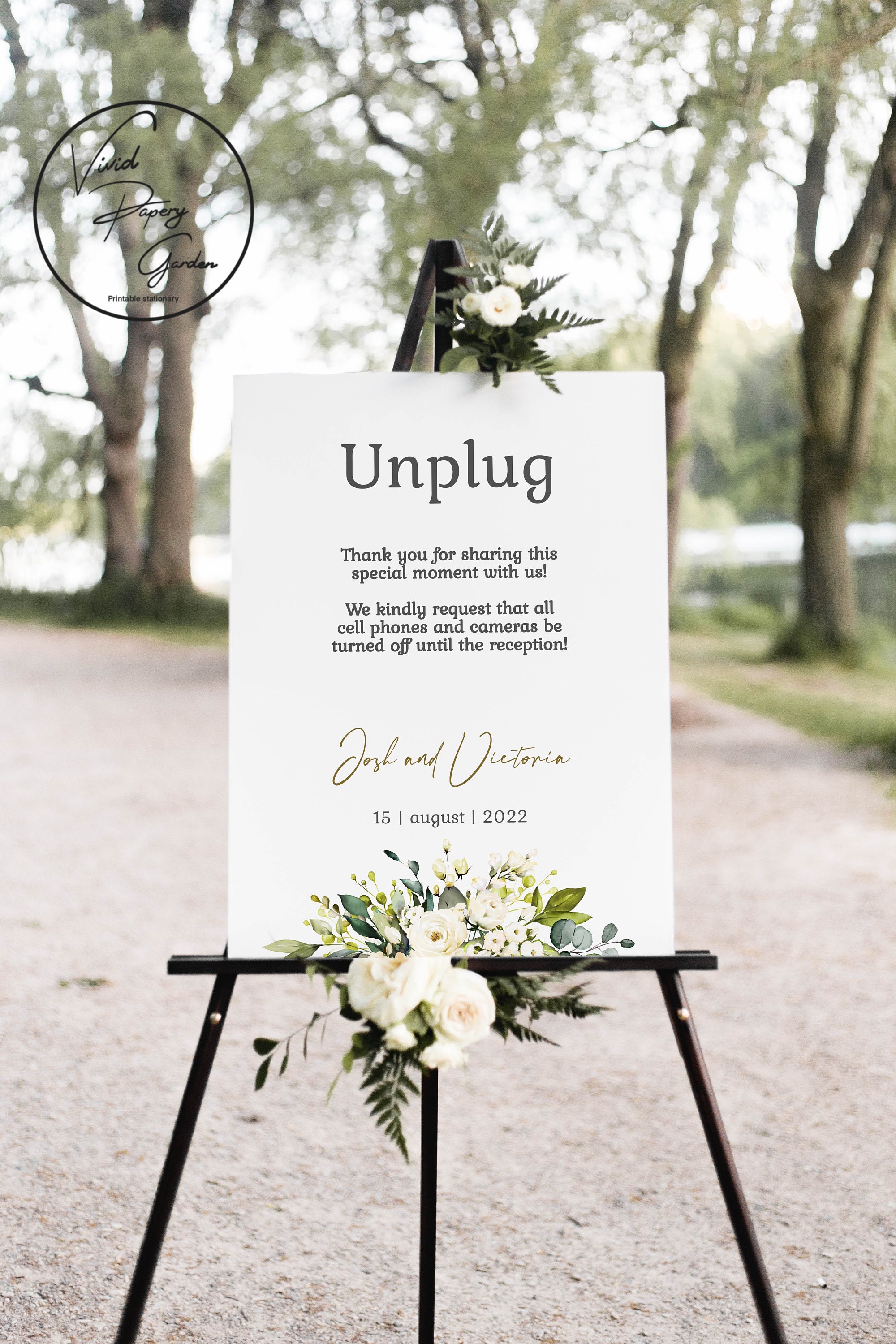 Printable Wedding Unplug Sign Template, No Phone Camera Signage, DIY ...