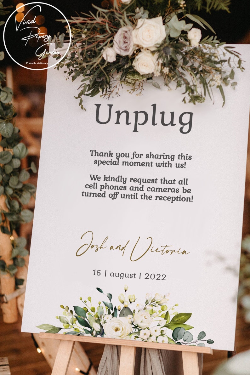 Printable Wedding Unplug Sign Template No Phone Camera - Etsy