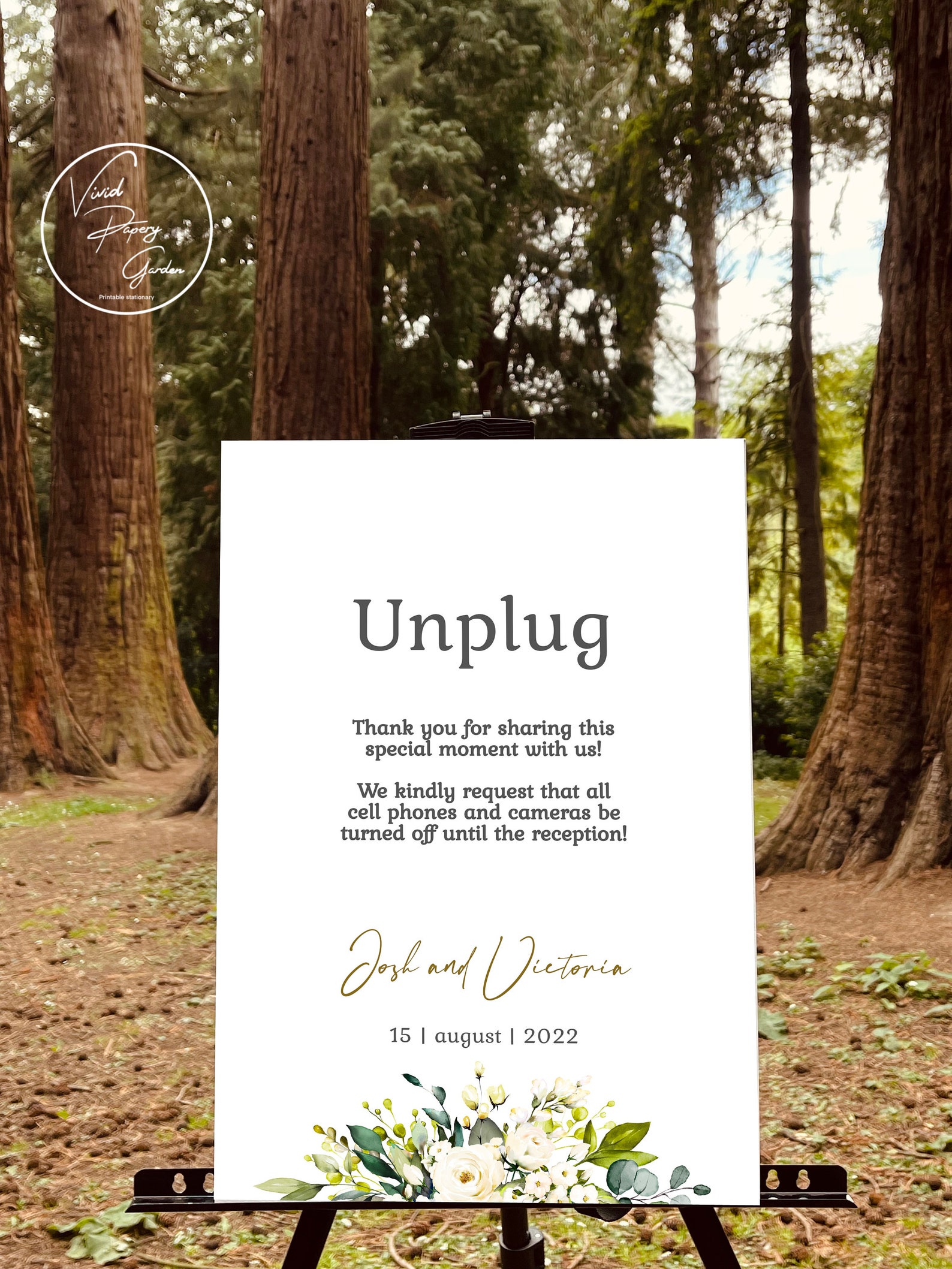 Printable Wedding Unplug Sign Template, No Phone Camera Signage, DIY ...