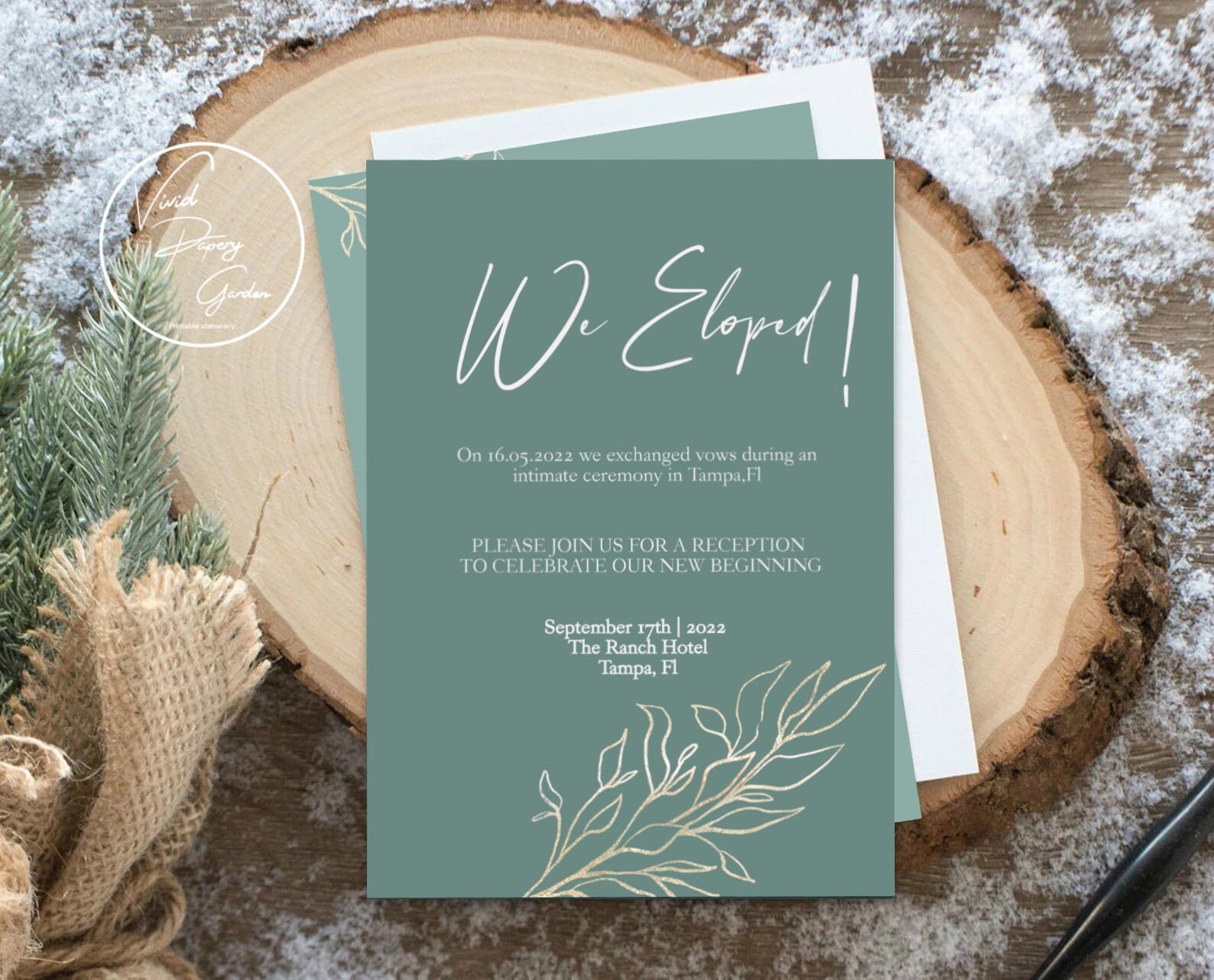 Wedding Reception Invitation. We Eloped Cards. Wedding Announcement ...