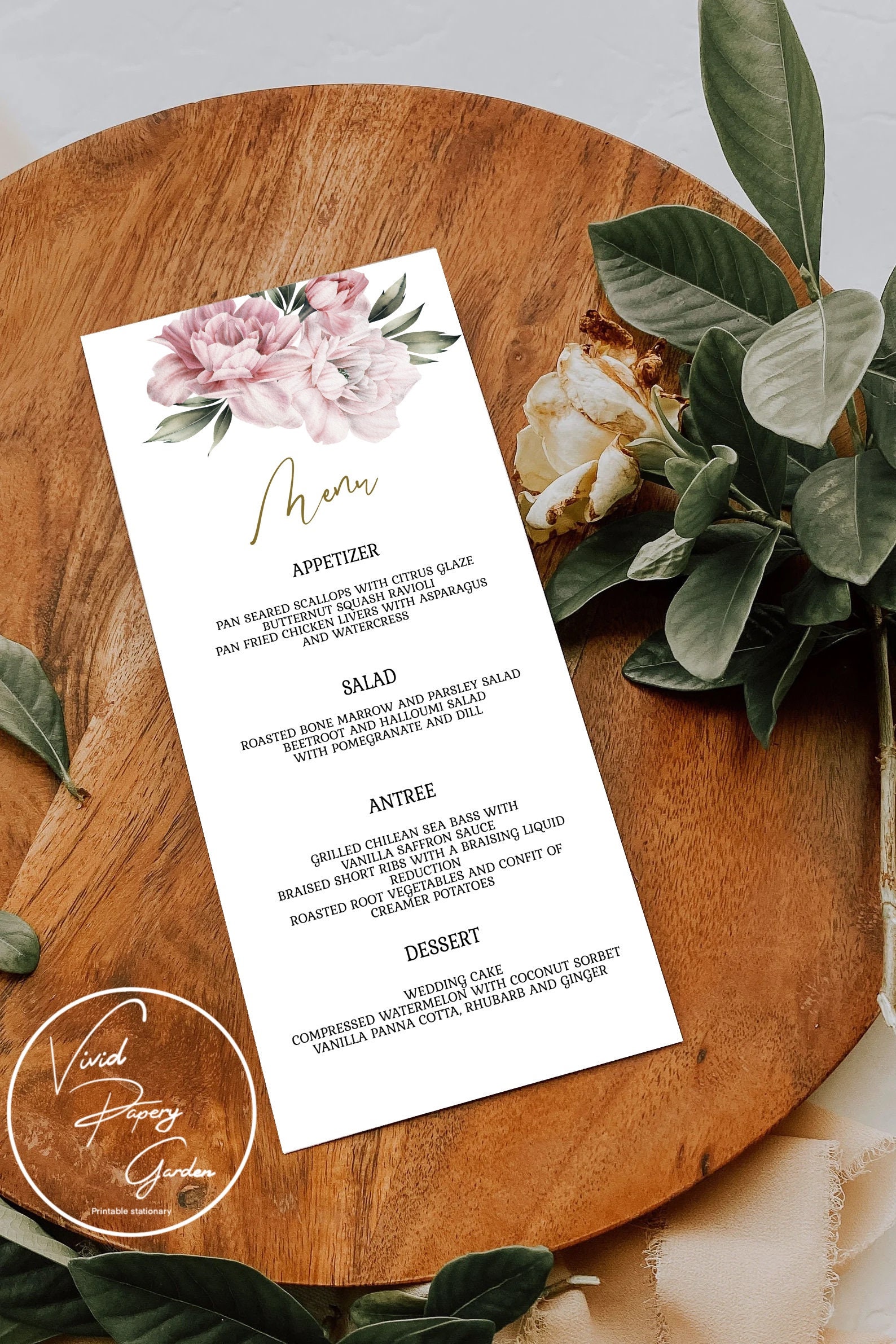 Rory Wedding Menu Template. 5x7” Menu and 4x9” Menu Template - Etsy