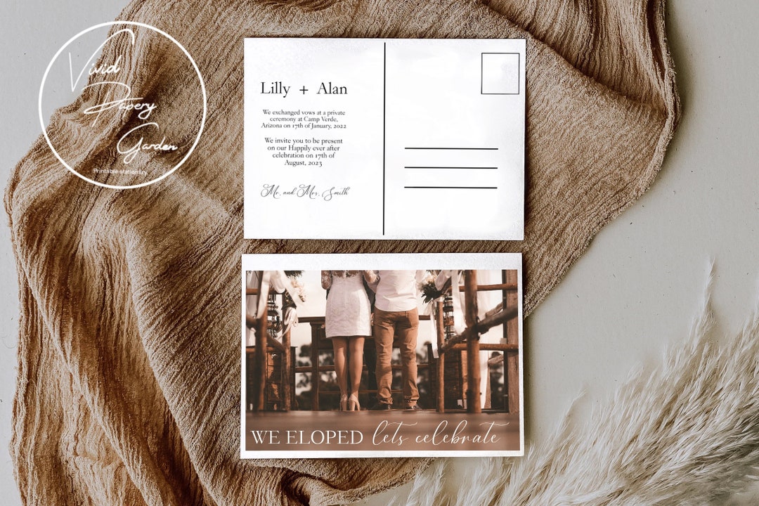 We Eloped Cards. Wedding Announcement Card. Photo Wedding Reception ...