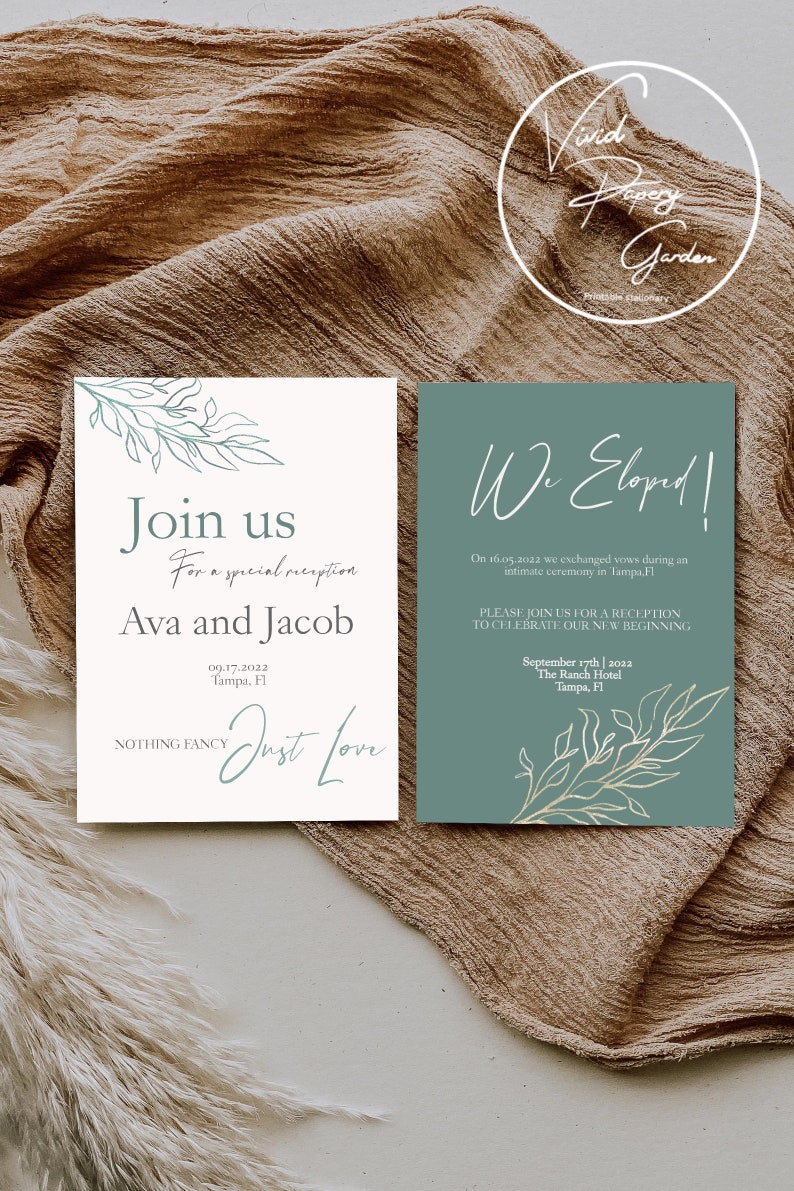 Wedding Reception Invitation. We Eloped Cards. Wedding Announcement ...