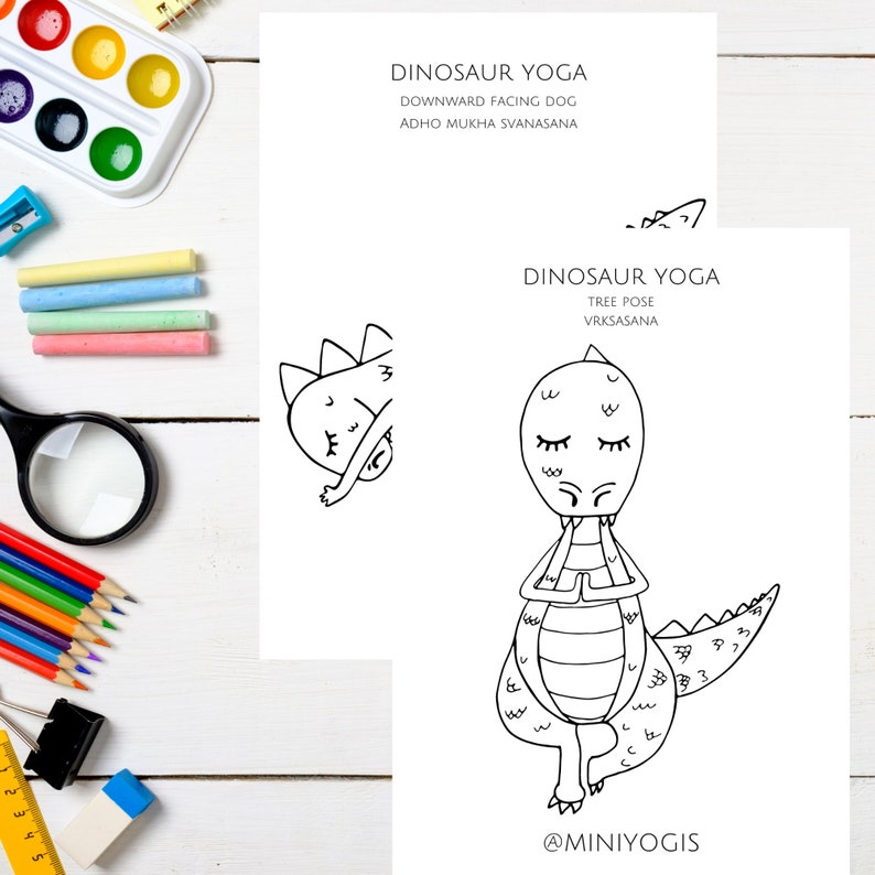 Dinosaur Day Dinosaur Yoga Coloring Pages Asanas Yoga Poses Kids Yoga ...