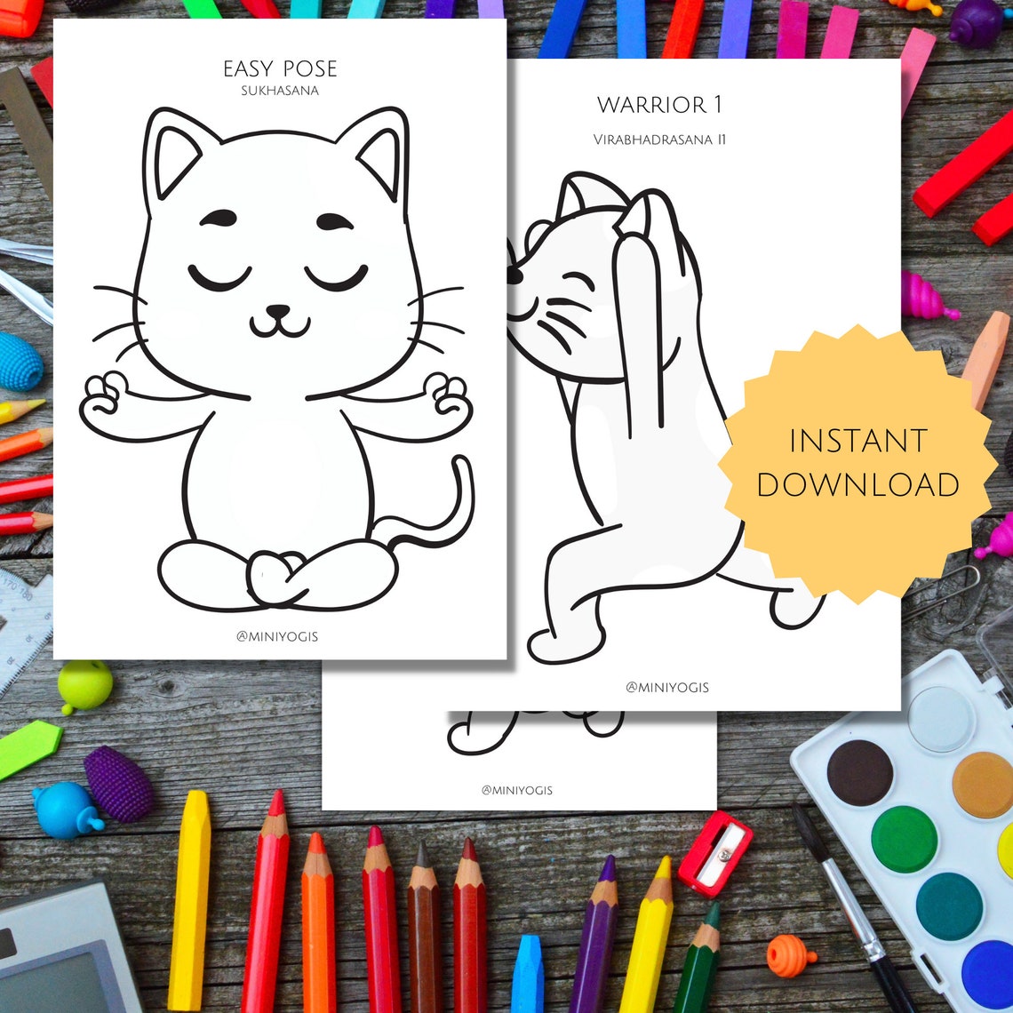 Cat Yoga Coloring Pages Asanas Yoga Poses Kids Yoga Fun Activity - Etsy