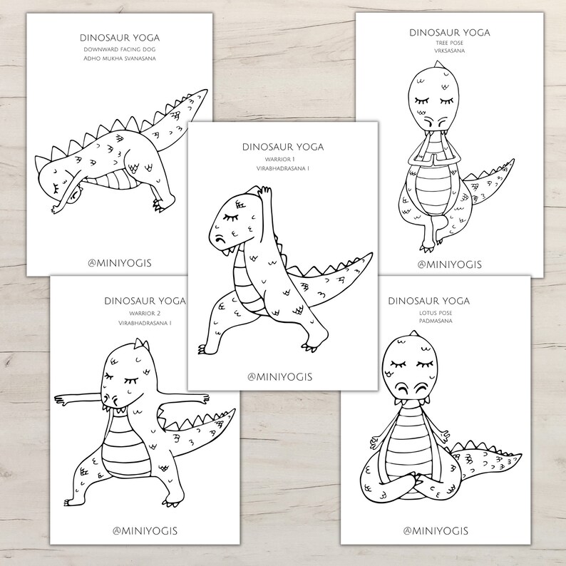Dinosaur Day Dinosaur Yoga Coloring Pages Asanas Yoga Poses Kids Yoga ...