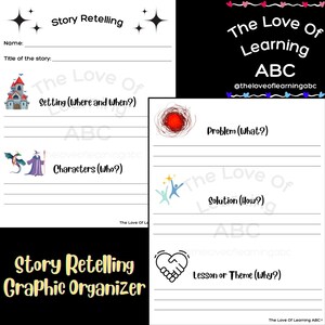 Story Retelling Graphic Organizer Retell Printable Worksheet Handout ...