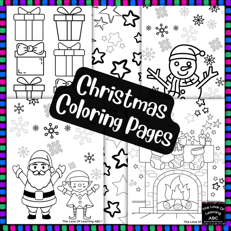 Christmas Coloring Pages Colouring Santa Chimney Snowman Elf Snowflakes ...