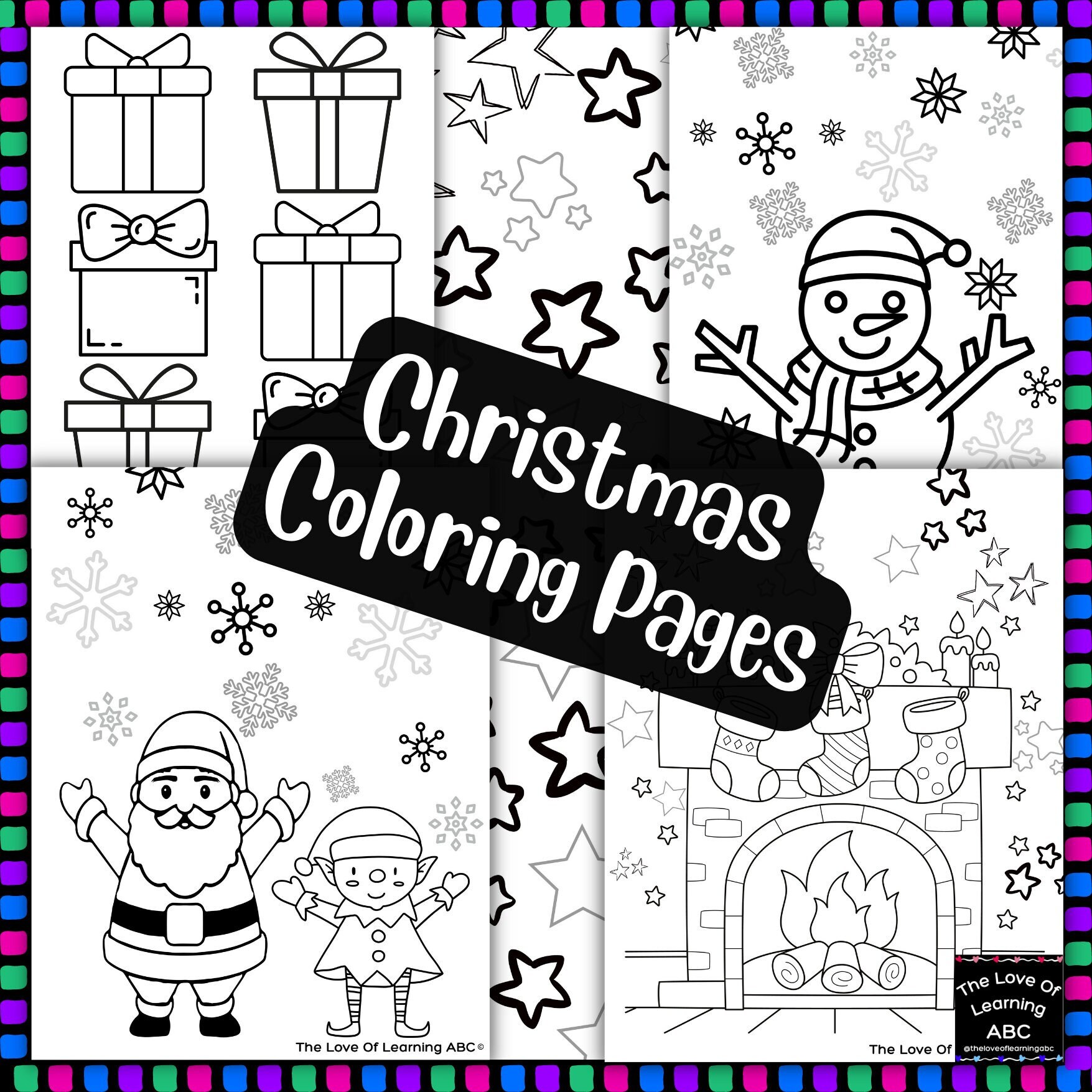 Christmas Coloring Pages Colouring Santa Chimney Snowman Elf Snowflakes ...