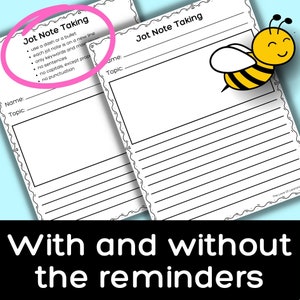 Jot Note Taking Graphic Organizers | Differentiated | Grade 2 | Print ...