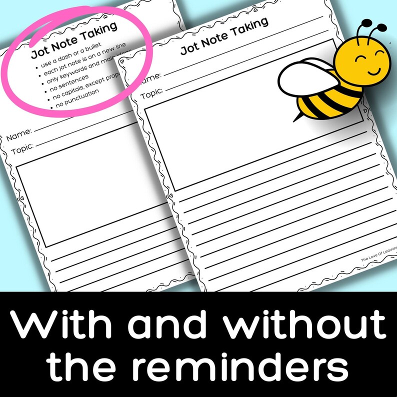 Jot Note Taking Graphic Organizers | Differentiated | Grade 2 | Print ...