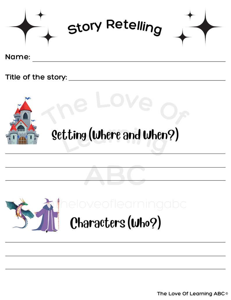 Story Retelling Graphic Organizer Retell Printable Worksheet Handout ...
