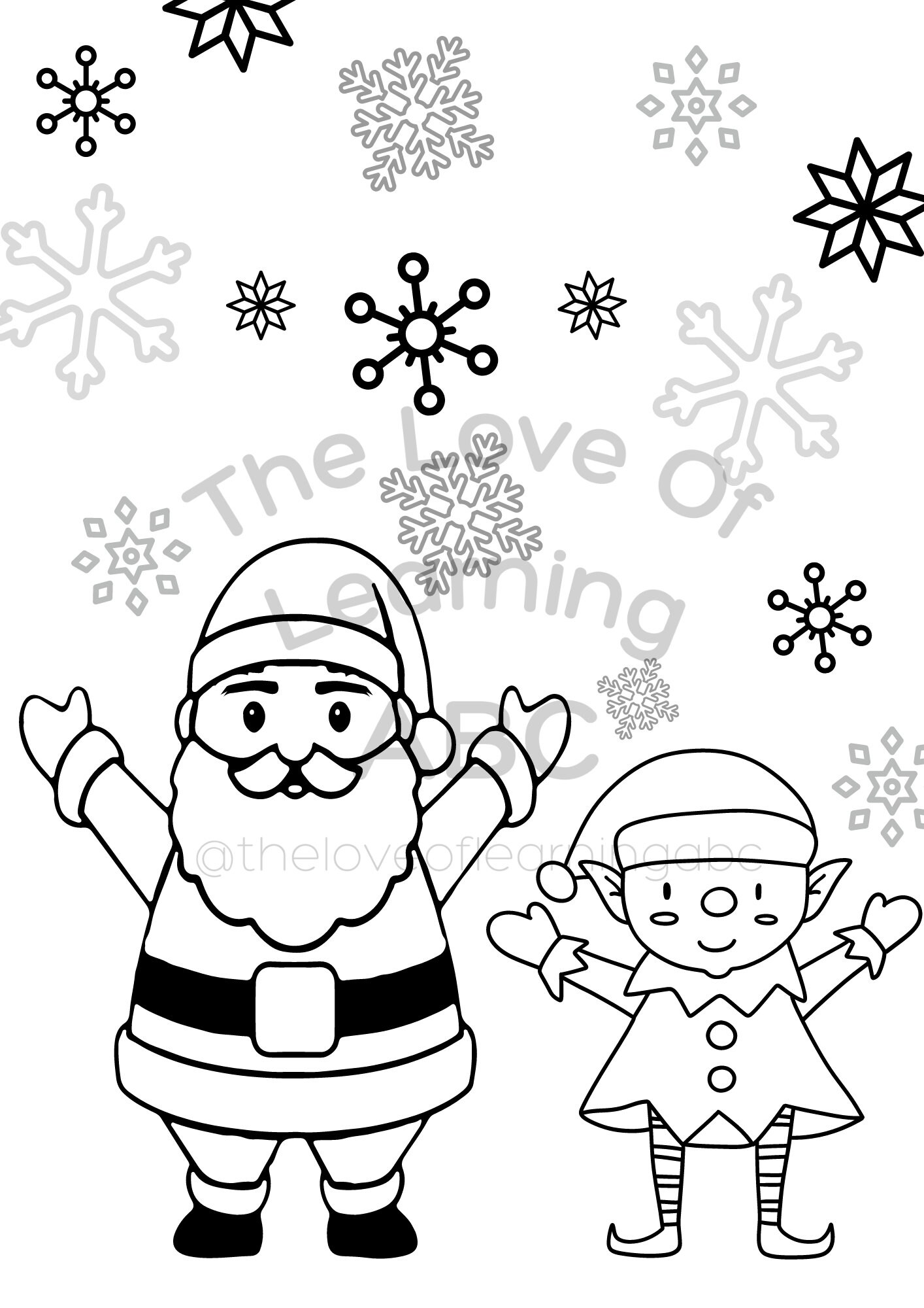 Christmas Coloring Pages Colouring Santa Chimney Snowman Elf Snowflakes ...