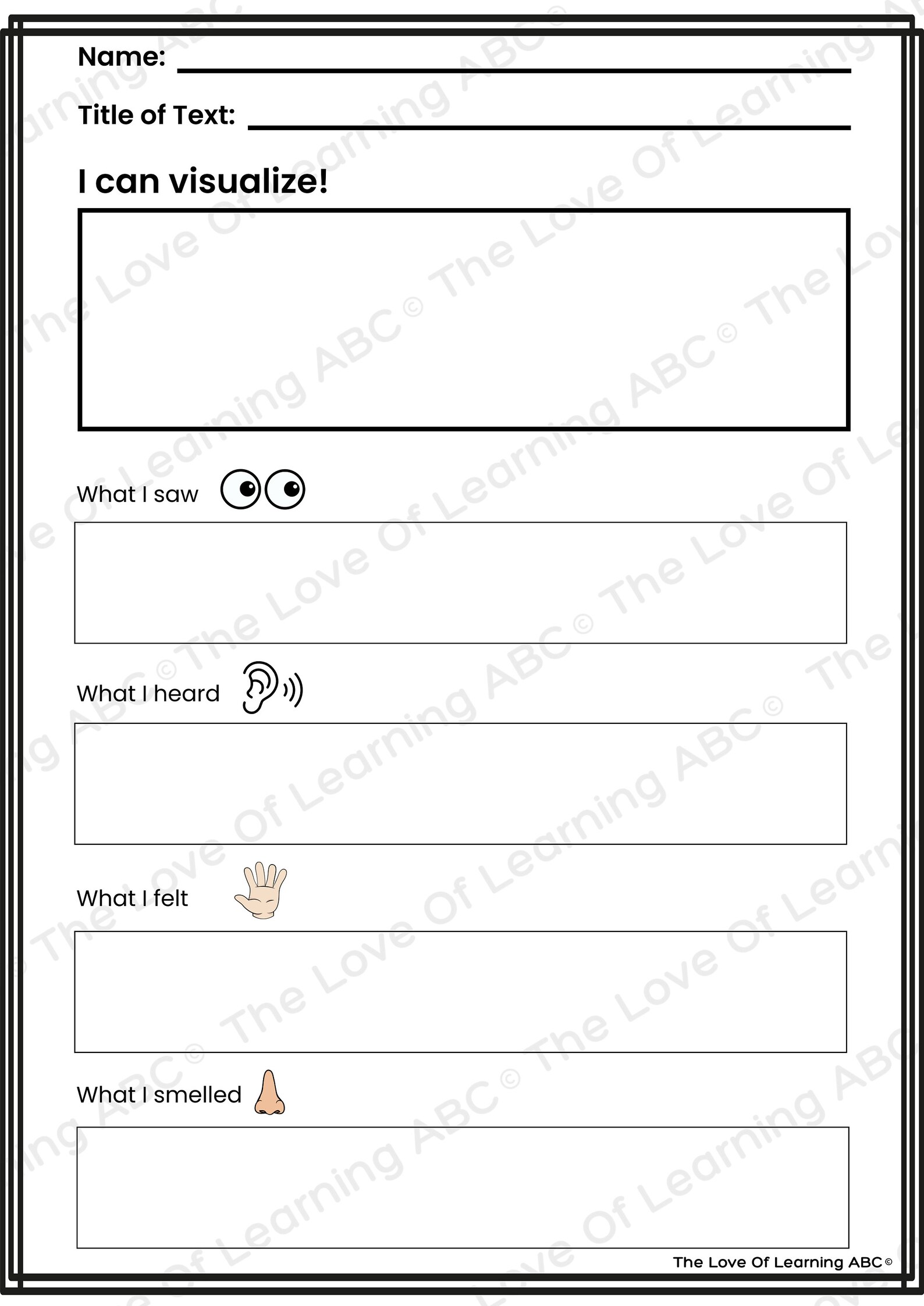 Visualizing Graphic Organizer for Classroom Activity Worksheet Handout ...