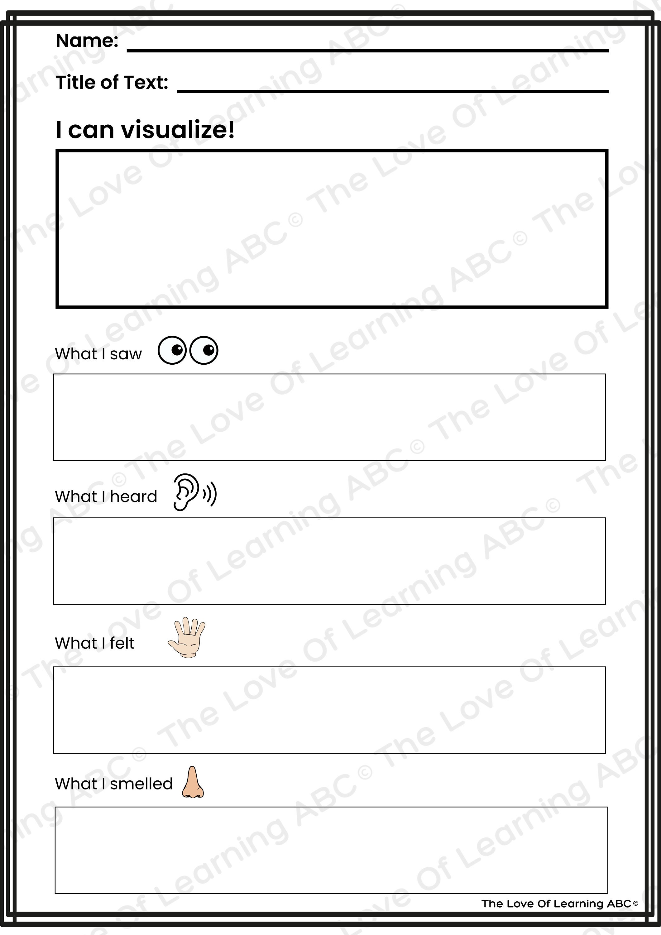 Visualizing Graphic Organizer for Classroom Activity Worksheet Handout ...