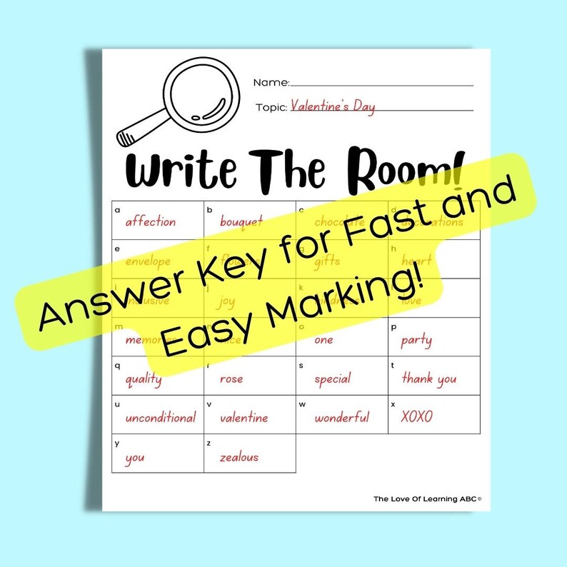 Valentine's Day Write the Room A to Z | Reading Writing Activity ...