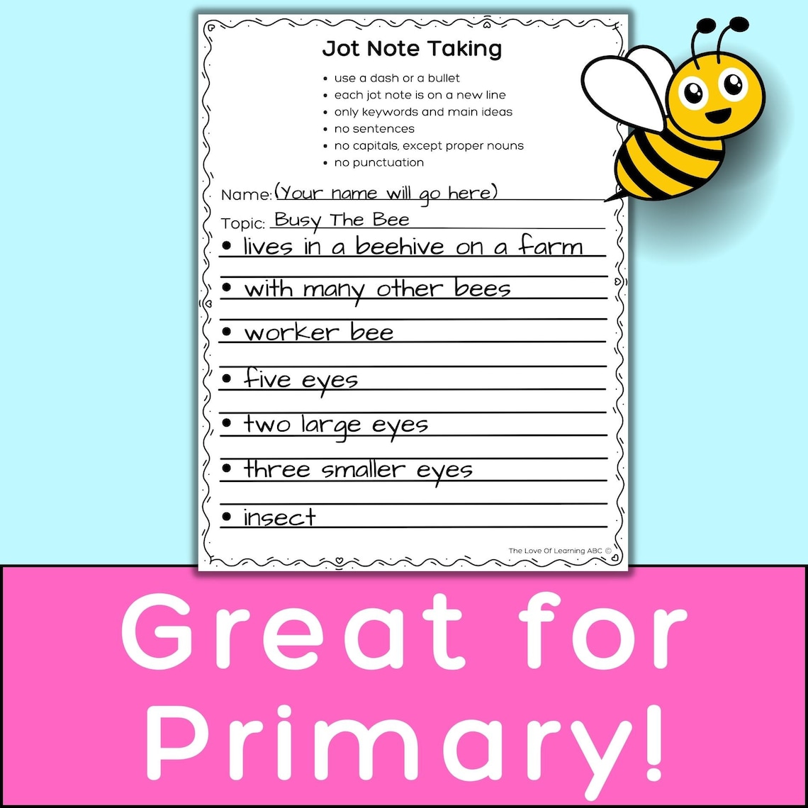 Jot Note Taking Graphic Organizers | Differentiated | Grade 2 | Print ...