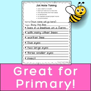 Jot Note Taking Graphic Organizers | Differentiated | Grade 2 | Print ...