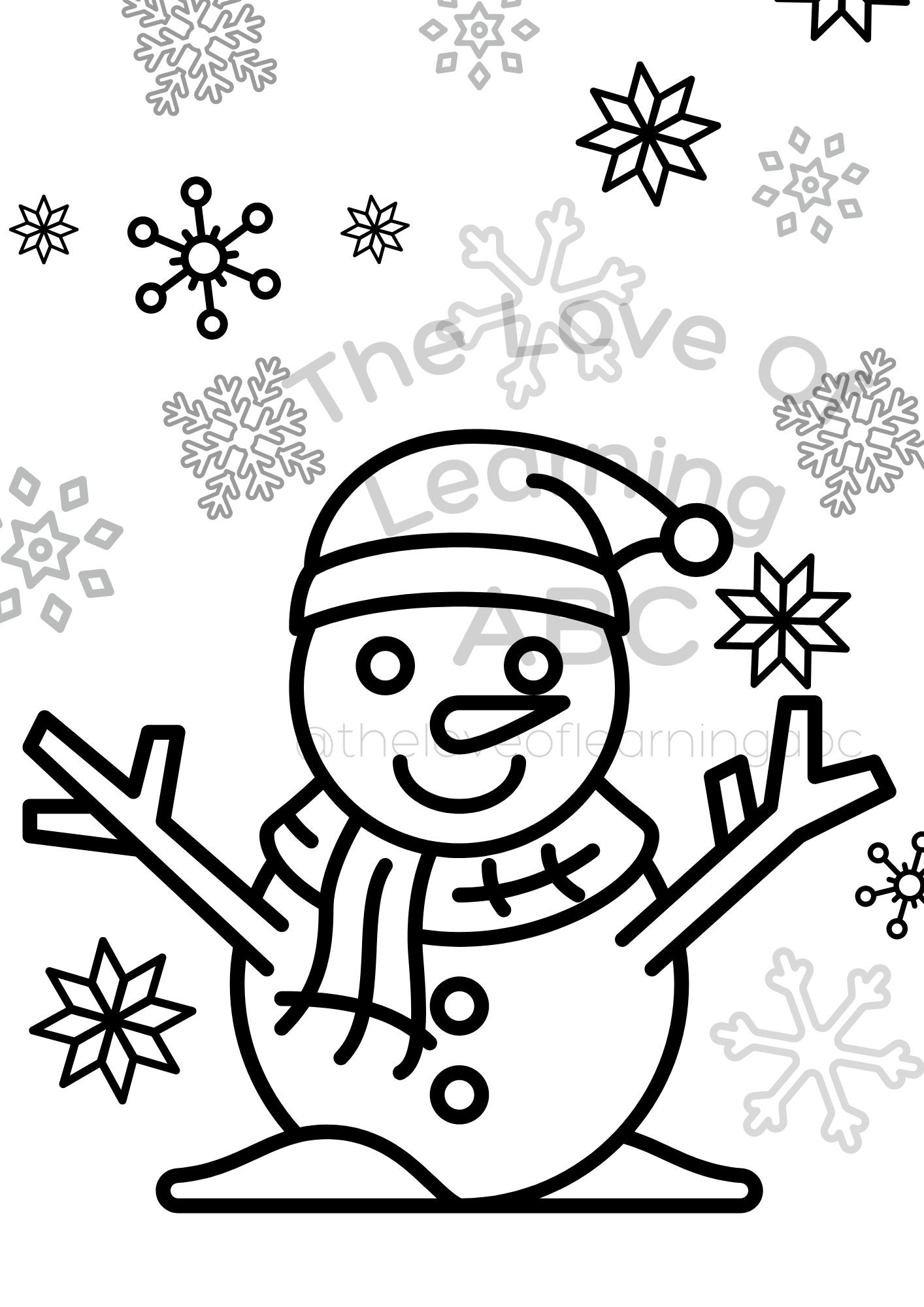 Christmas Coloring Pages Colouring Santa Chimney Snowman Elf Snowflakes ...