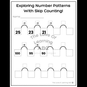 Exploring Growing and Shrinking Number Patterns With Skip Counting! Printable Worksheets and ...