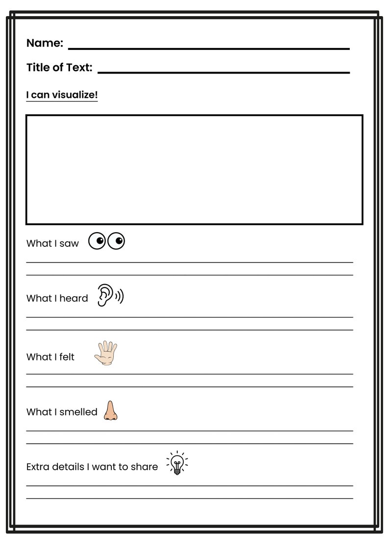 Visualizing Graphic Organizer for Classroom Activity Worksheet - Etsy