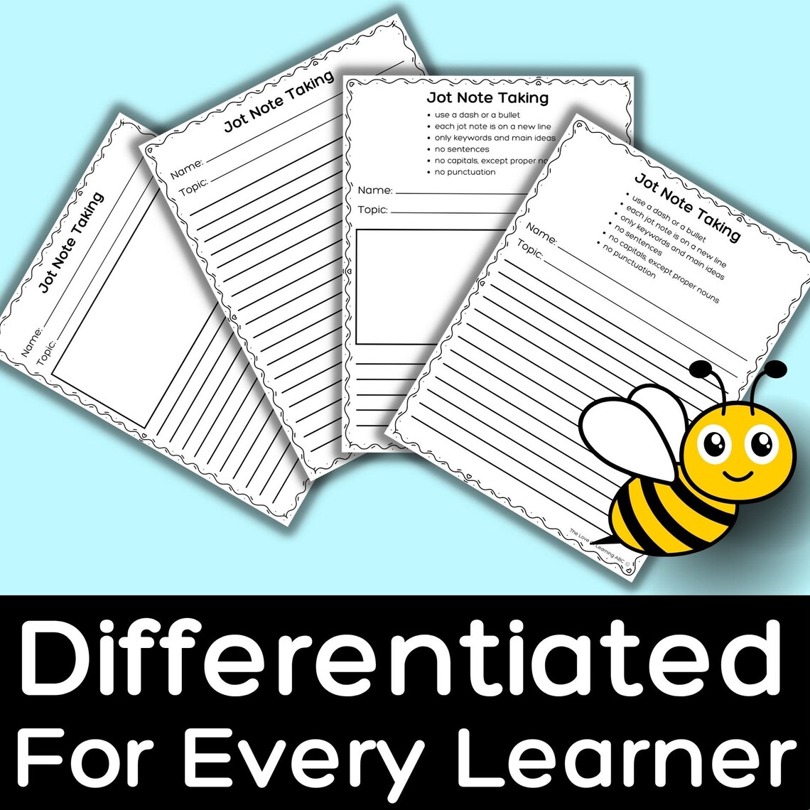 Jot Note Taking Graphic Organizers | Differentiated | Grade 2 | Print ...