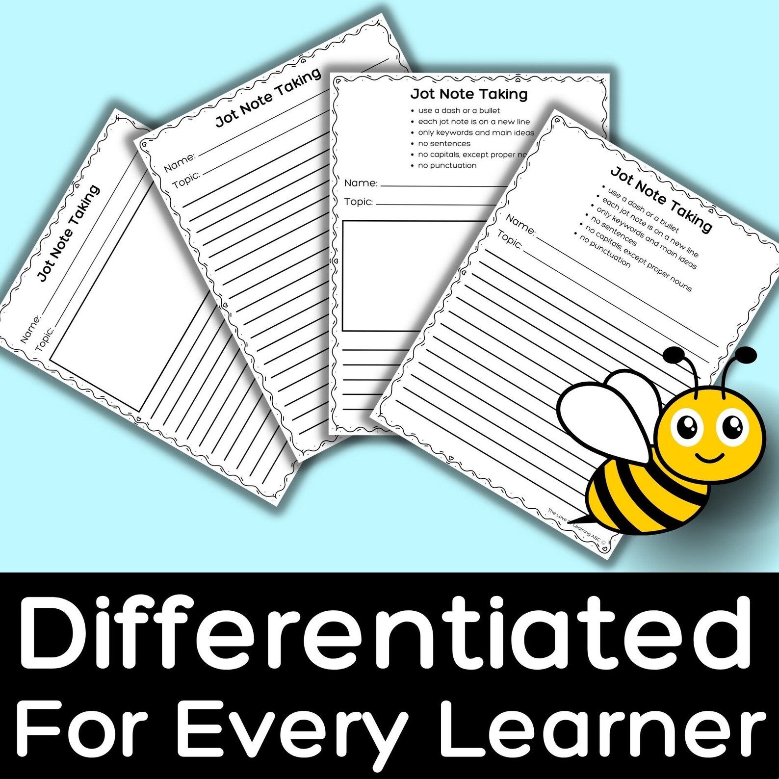 Jot Note Taking Graphic Organizers | Differentiated | Grade 2 | Print ...