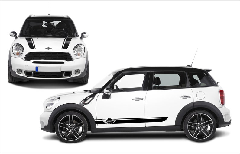 Mini COOPER Countryman Hood and Lower Rocker Panel Stripes Vinyl Decal ...