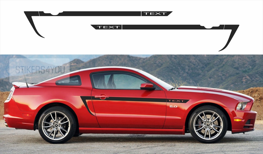 Ford Mustang 2015 - 2017 CUSTOM TEXT SIDE Stripe Vinyl Decal Sticker ...