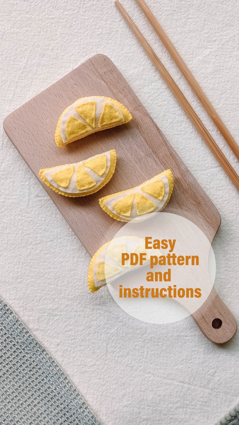 Craft a Playful Felt Lemon Slice – Easy PDF Pattern, Big Fun! Sewing ...