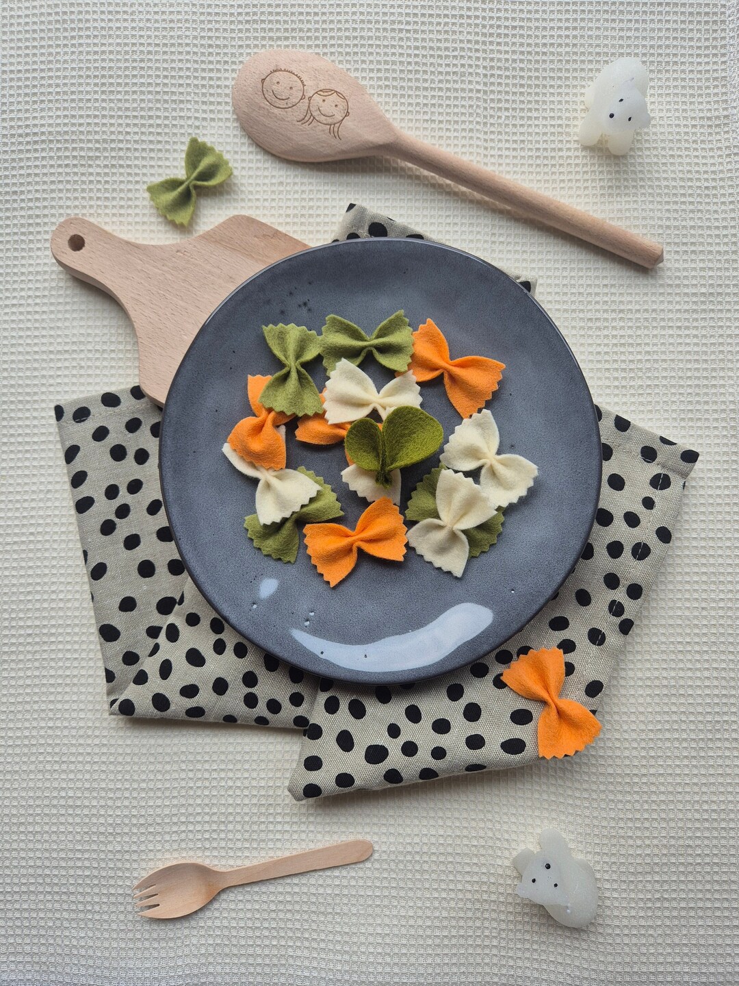 Rainbow Felt Bow Tie Pasta – Perfect for Playtime Feasts! Felt Pasta ...