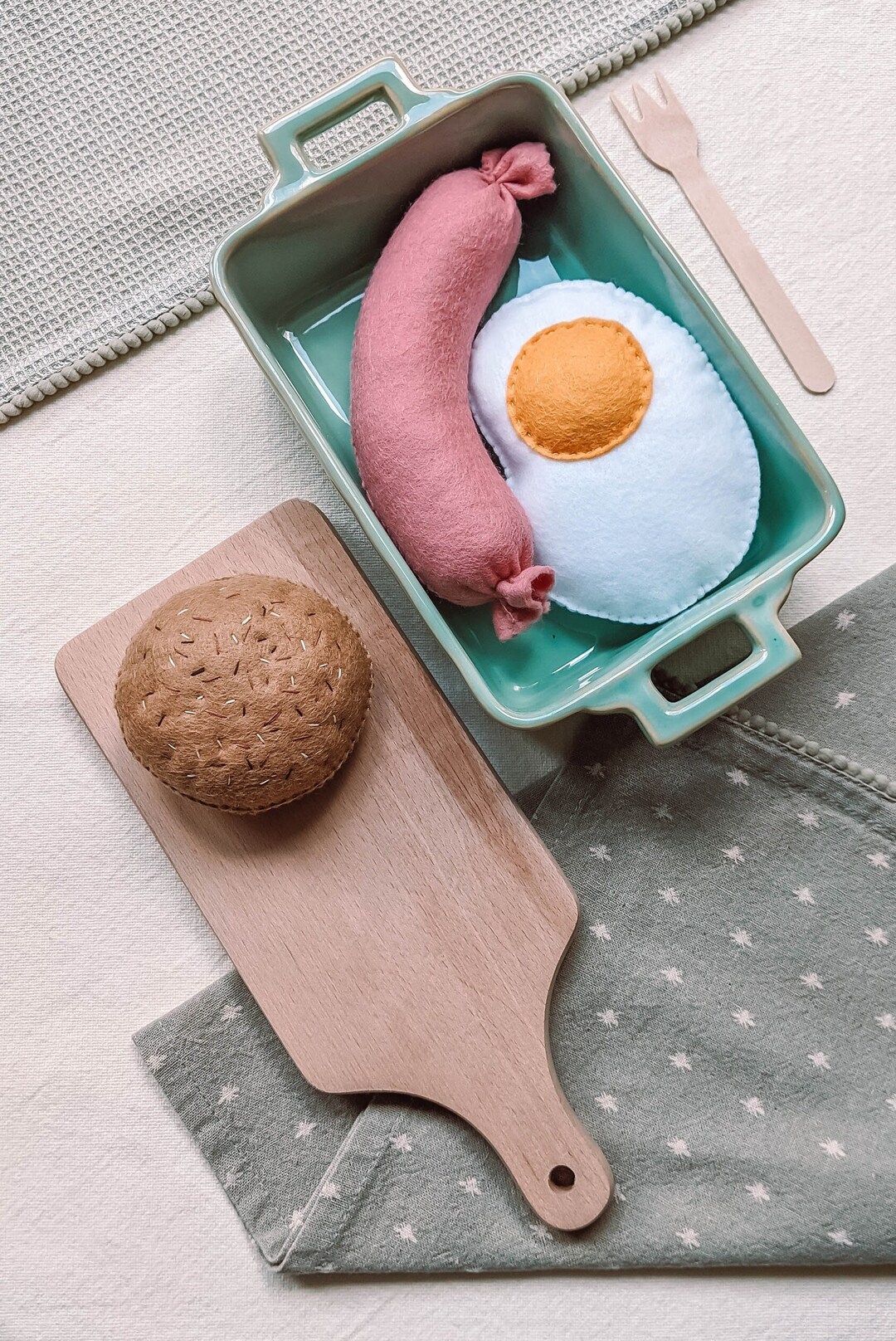 Comida de feltro feita à mão para o café da manhã – Cozinha de faz-de ...