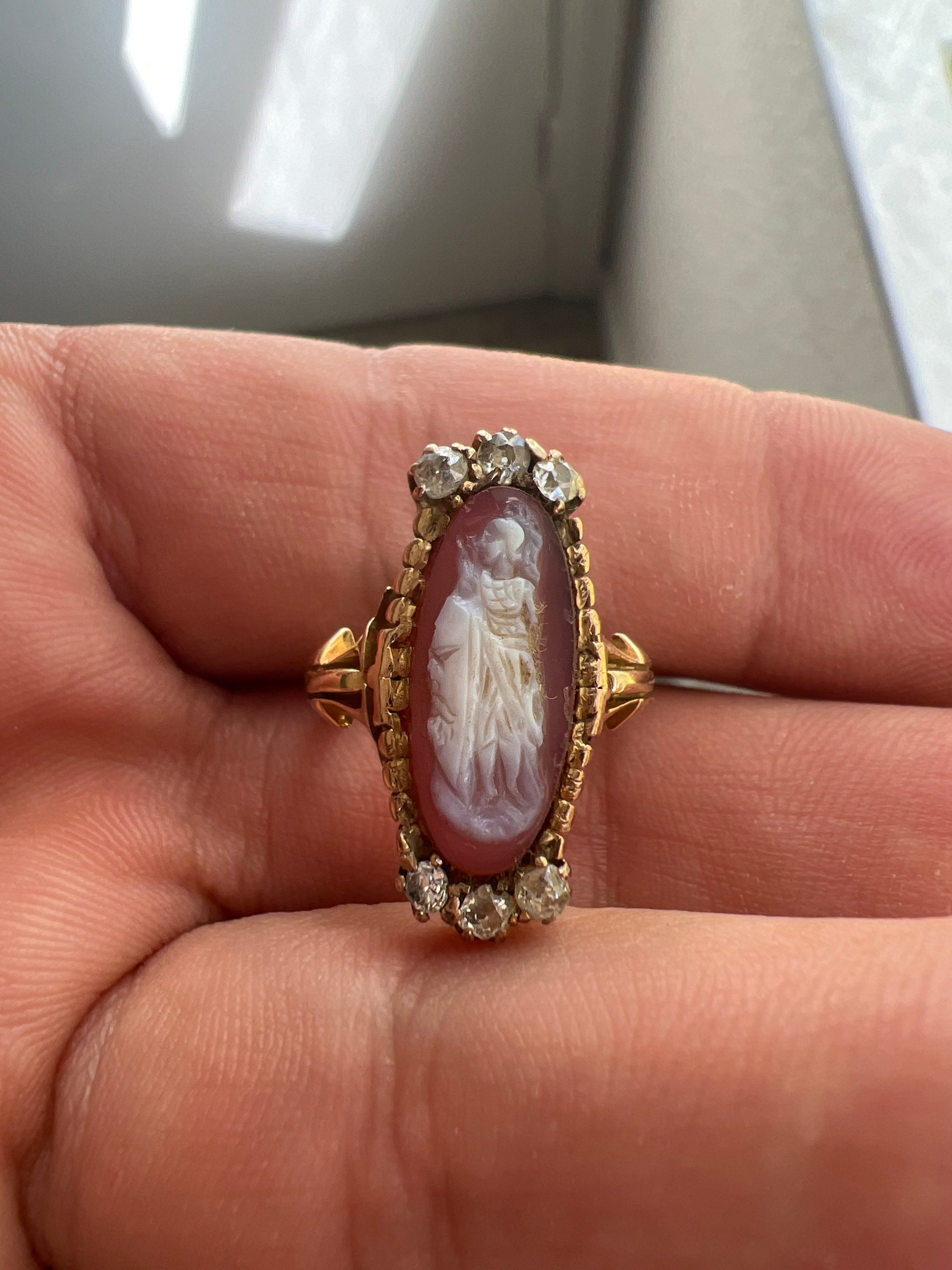 14 Kt Stunning Antique Victorian Yellow Gold, Diamonds, Bull Mouth ...