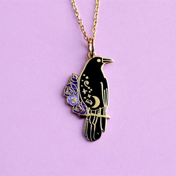Raven and Moon Necklace - Etsy