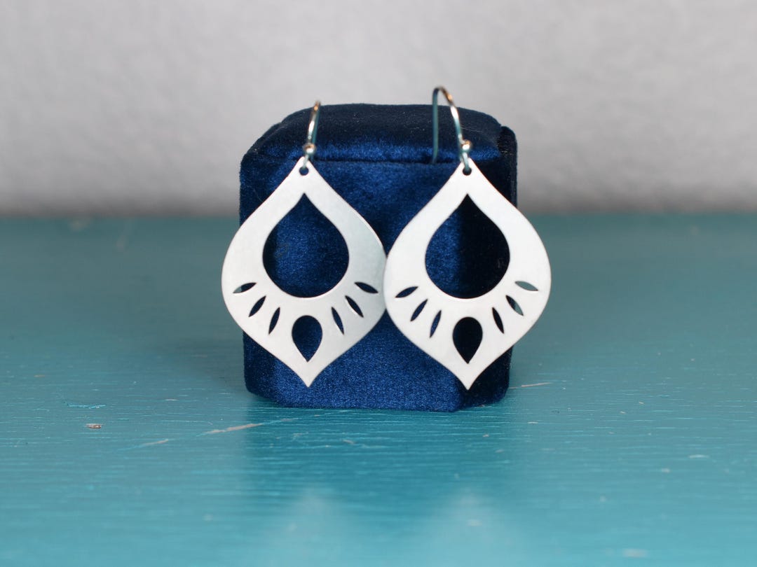Silver Teardrop Earrings | Geometric Teardrop Statement Earrings ...