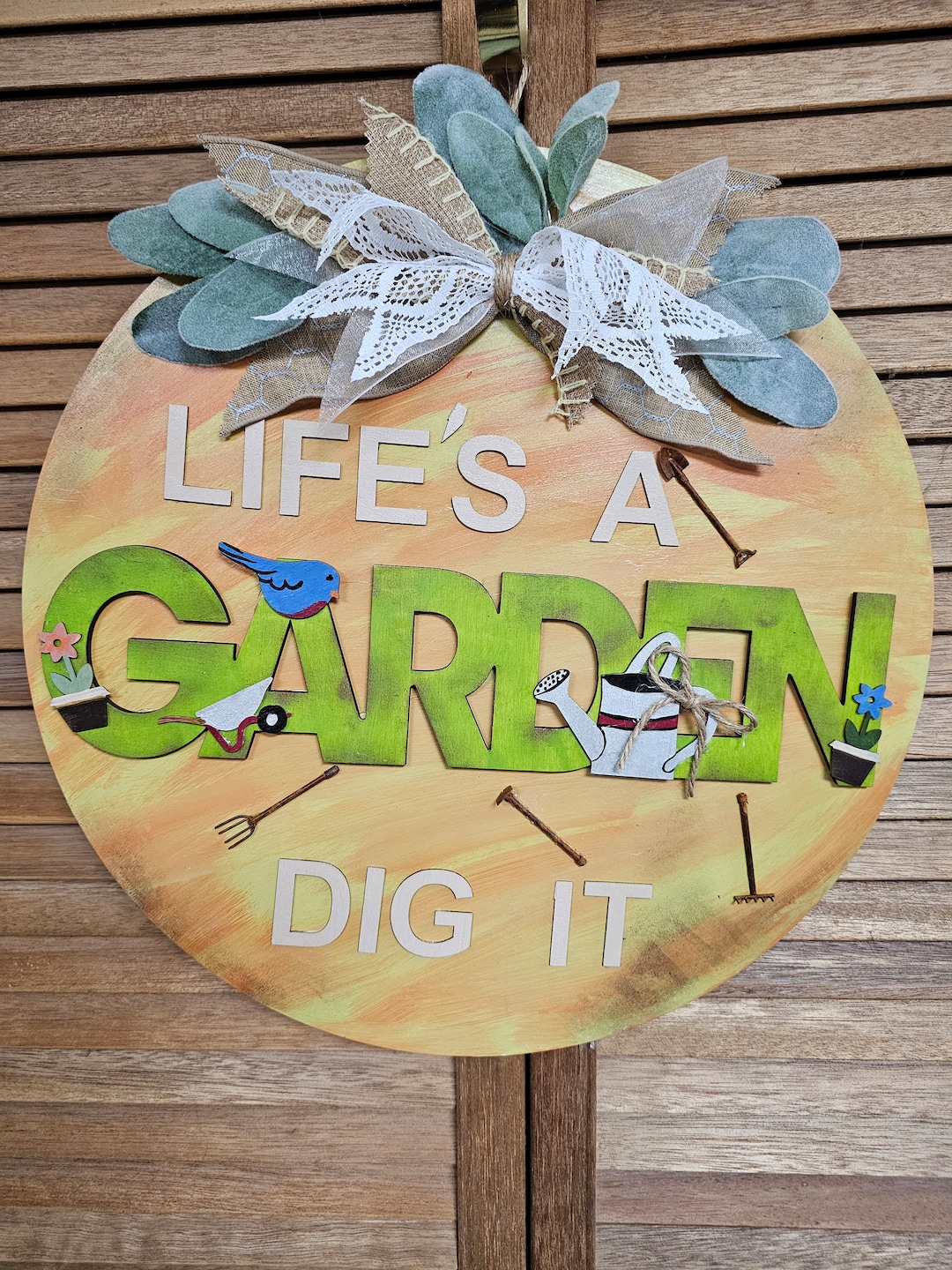Life's a Garden Wood Door Hanger Sign - Etsy