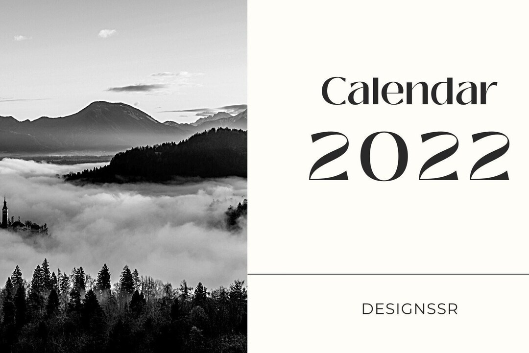 Black and White 2022 Calendar - Etsy