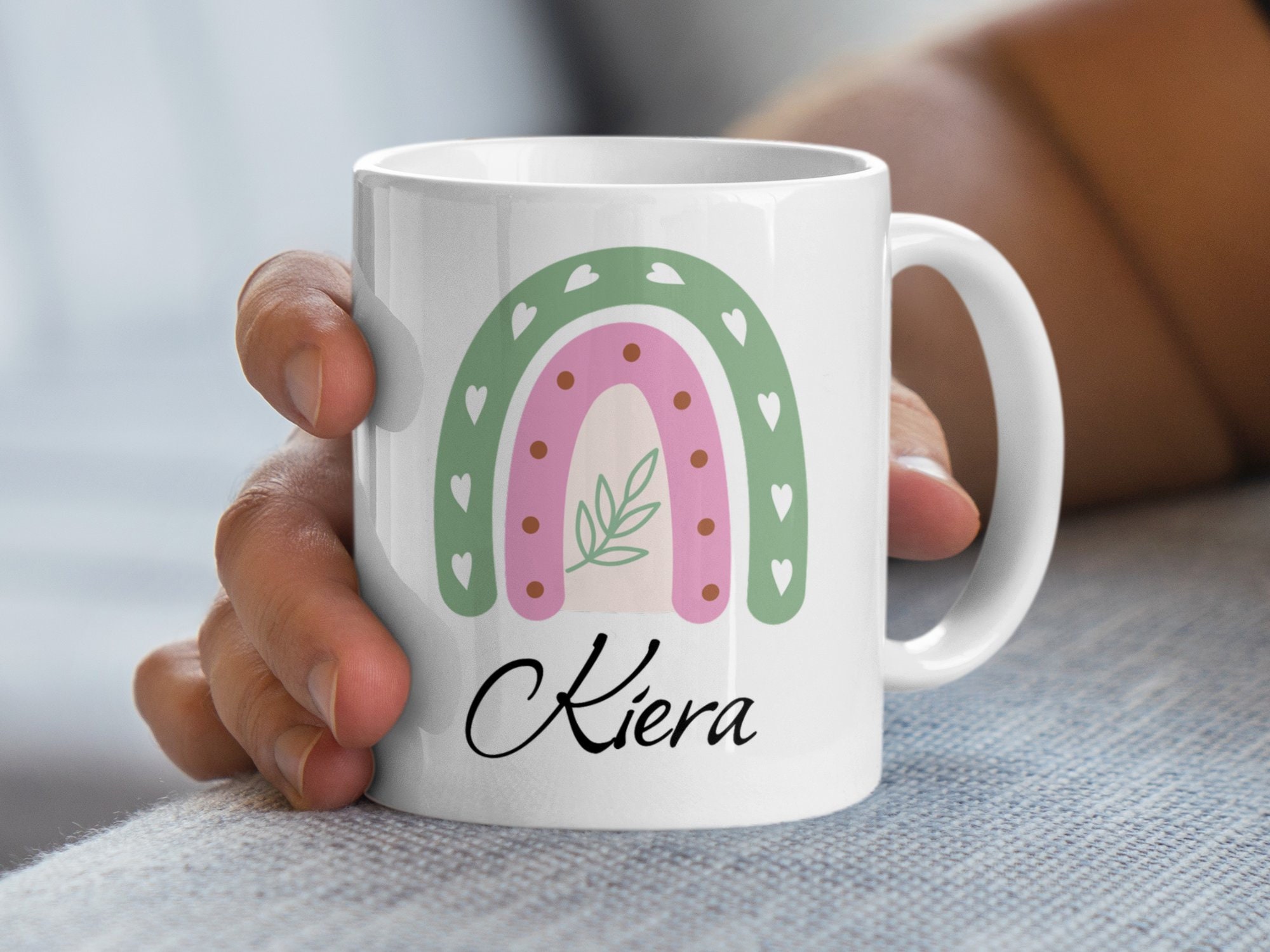 Personalized Rainbow Name Mug for Kids, Custom 11oz and 15oz Ceramic ...