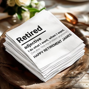 Custom Retirement Napkin, Personalized Retirement Party Napkin, Funny ...