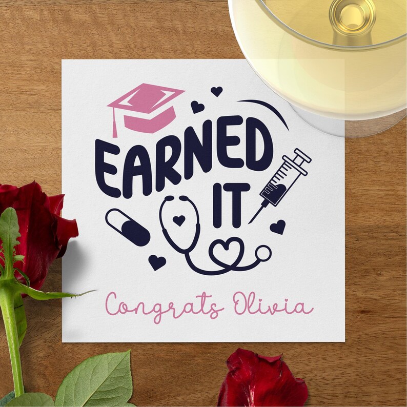 Earned It RN Napkin, Nurse Graduation Decoration, Nursing Graduation ...