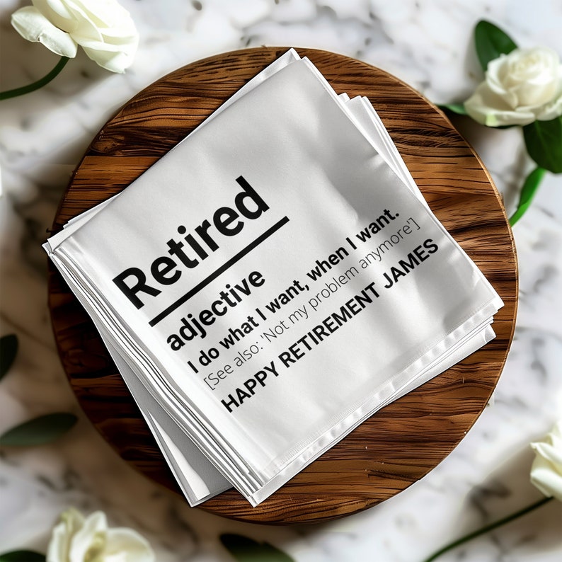 Custom Retirement Napkin, Personalized Retirement Party Napkin, Funny ...