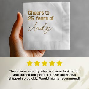 Custom Birthday Napkins, Personalized Foil Stamped Napkins, Cocktail ...