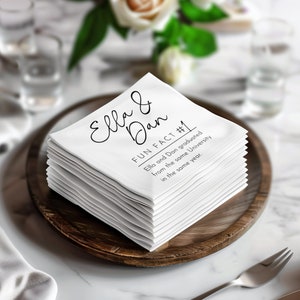Fun Fact Custom and Personalized Wedding Napkin, Engagement or ...