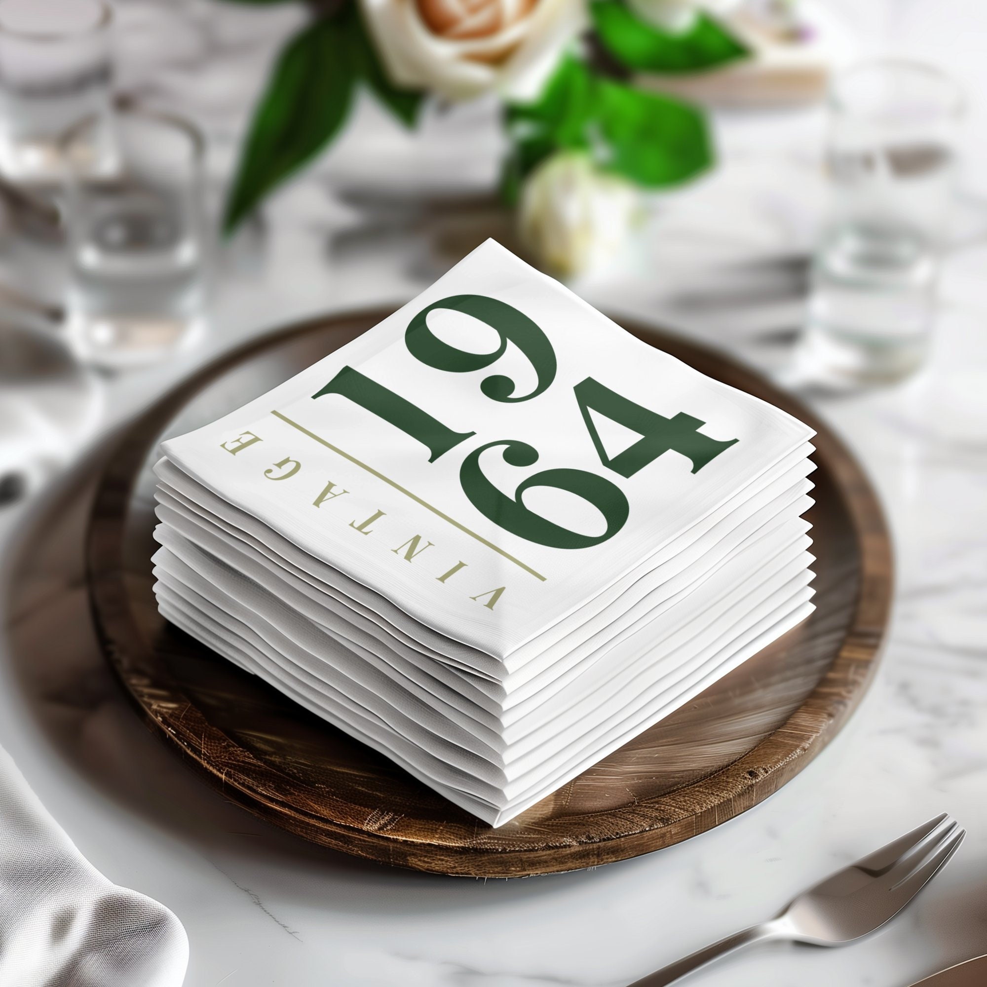 Custom Birthday Napkins, Vintage Year Cocktail Napkins, Personalized ...